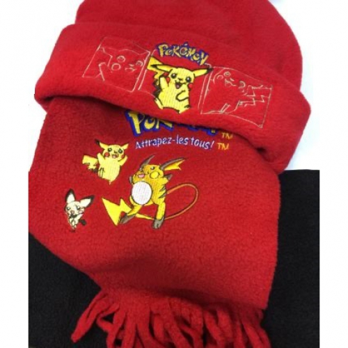 Produit Spécial Lot Écharpe + Bonnet Pokemon Polaire Bleu Foncé Pokémo