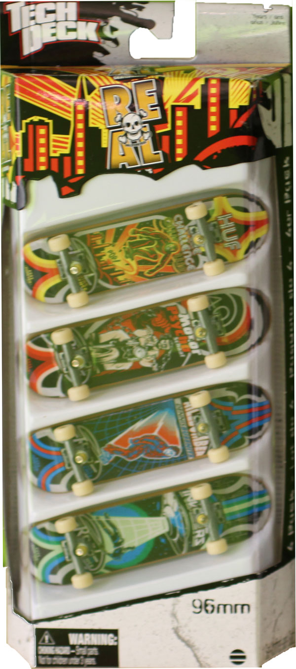 4 Pack - Real Skateboards Tech Deck - UltraJeux