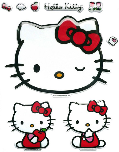 9 Stickers Hello Kitty En Relief - - Hello Kitty