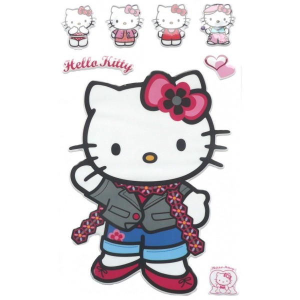 8 Stickers Hello Kitty Mousse En Relief Hello Kitty - UltraJeux