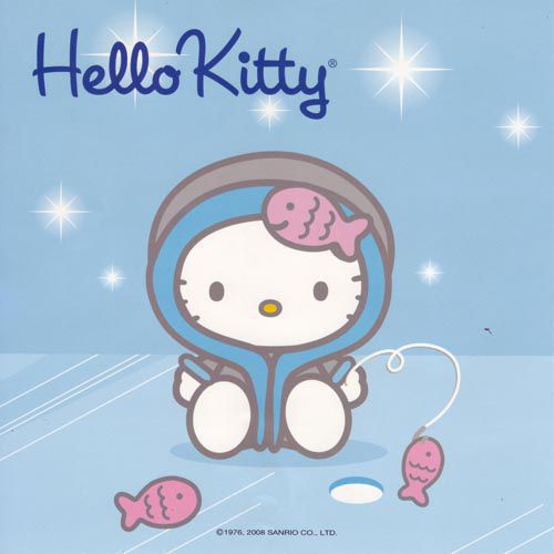 Sticker Mural Carré Hello Kitty - Fishing Hello Kitty - UltraJeux
