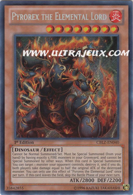 Pyrorex The Elemental Lord (CBLZ-EN040) - Carte Yu-Gi-Oh! Cosmo Blazer