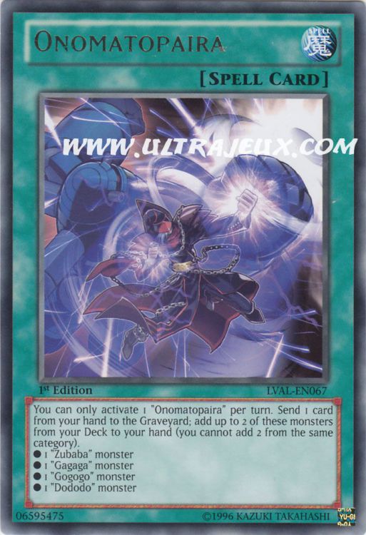 Onomatopaira (LVAL-EN067) - Carte Yu-Gi-Oh! Legacy of the Valiant - Ca